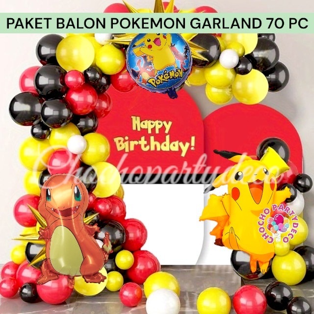Jual Paket Balon POKEMON GARLAND 70 PC / Dekorasi Ulang Tahun Pokemon ...