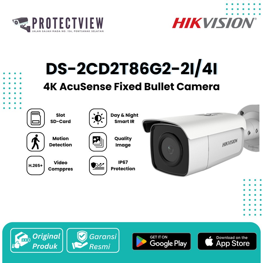 Jual Hikvision DS-2CD2T86G2-2I-4I 4K IP Kamera AcuSense Fixed Bullet Network Camera Outdoor ...