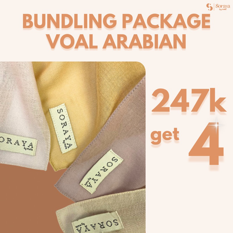 Jual [BUNDLING VOAL ARABIAN ISI 4] Nora Series - Hijab Segi Empat Voal ...