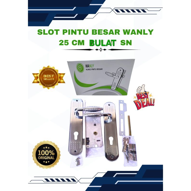 Jual Kunci Pintu Besar / Slot Pintu Besar Wanly Bulat Bintik Silver ...