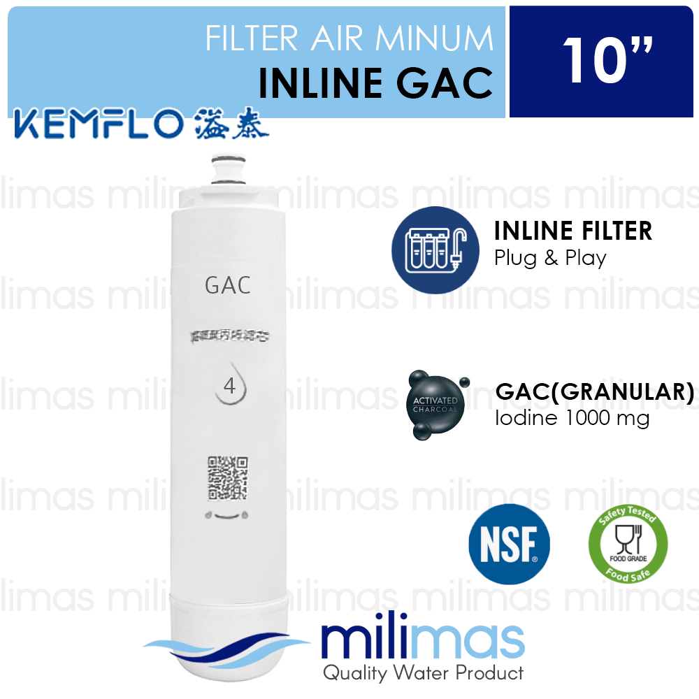 Jual KEMFLO - GAC Inline Filter 10" - Cartridge Karbon GRANULAR Iodine 1000 - PRODUK ORIGINAL ...