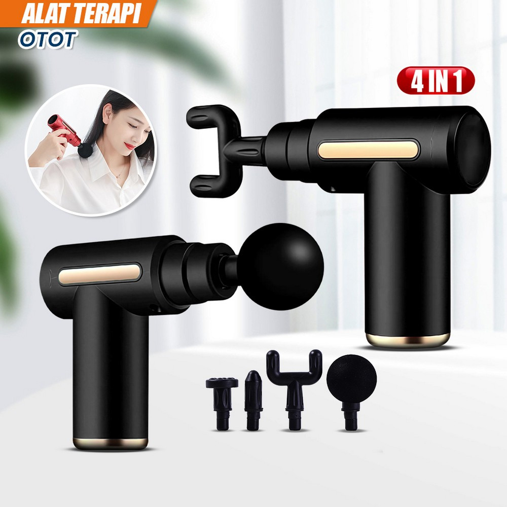Jual Alat Terapi Otot Pijat Massage Gun 4IN1 Pijet Electric Portable ...
