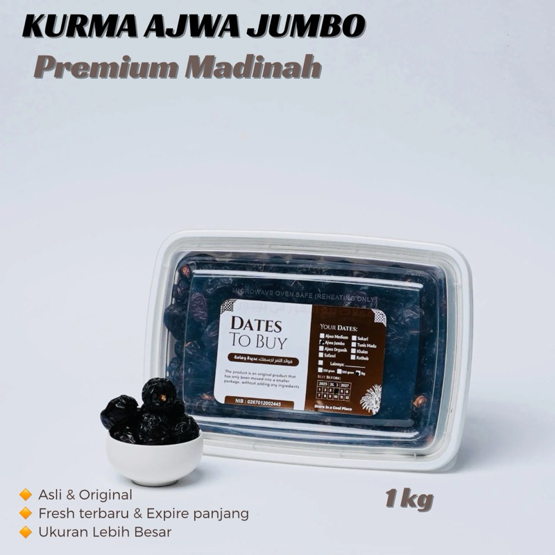 Jual KURMA AJWA JUMBO 1kg Repack 1 kg Besar Premium Madinah Korma Nabi ...