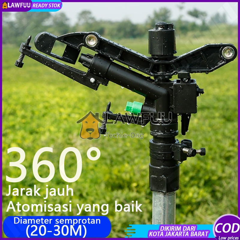 Jual 20-30M 360 Derajat Sprinkler Sprinkle Big Gun Drat Impact PVC 1 ...
