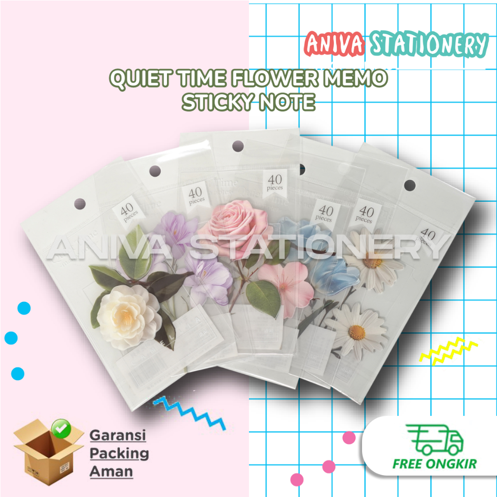 Jual STICKY NOTES AESTHETIC BENTUK BUNGA QUIET TIME FLOWER MEMO LEM ...