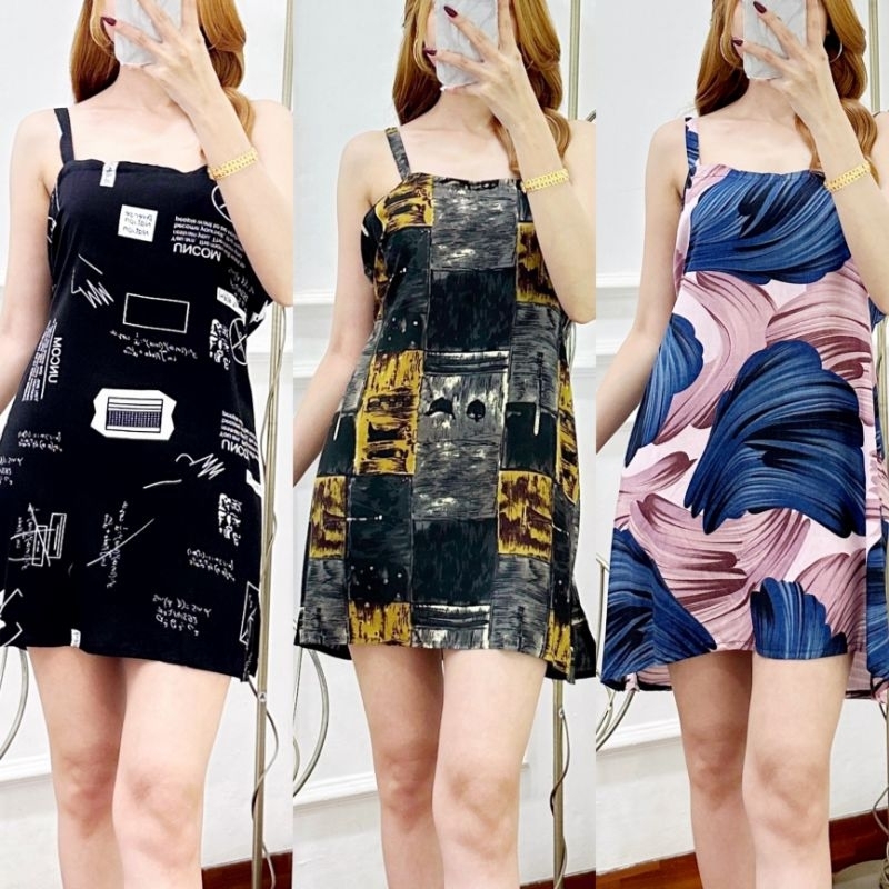Jual Mini Dress Tanktop Wanita Daster Tali Pendek Wanita Rayon motif ...