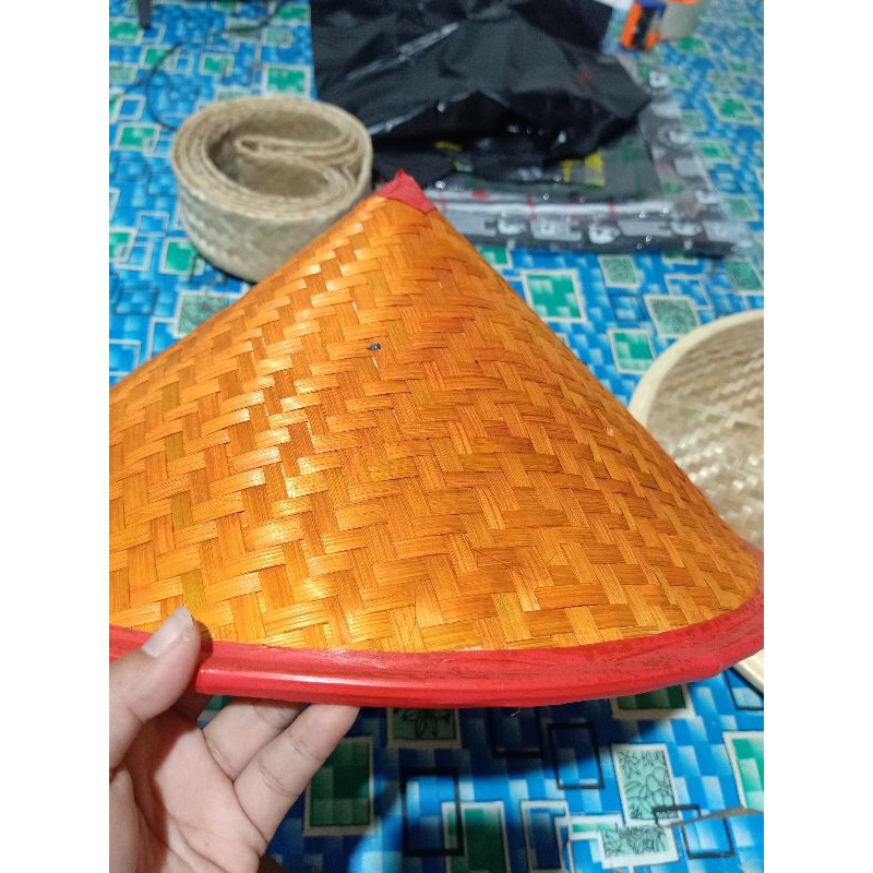 Jual CAPING BAMBU LIS MERAH 35CM CAPING TRADISIONAL TUDUNG BAMBU TOPI ...