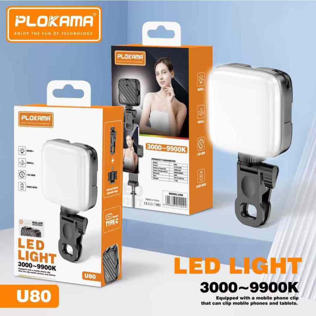 Jual Plokama U80 Selfie Light Portable Mini Fill Light Clip Lampu Live ...