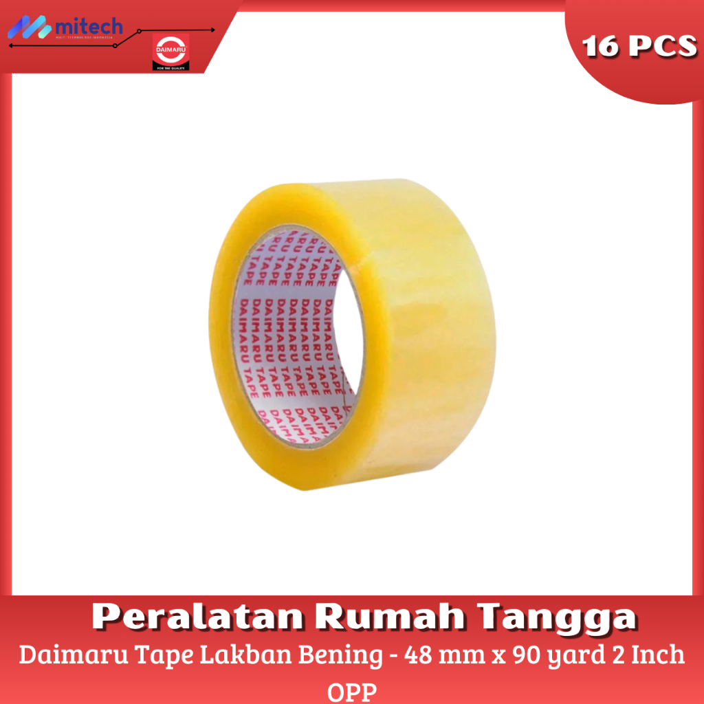 Jual Daimaru Tape Bening 48 mm x 90 Yard 2 Inch - 16 Pcs OPP / Lakban Tahan Air | Shopee Indonesia