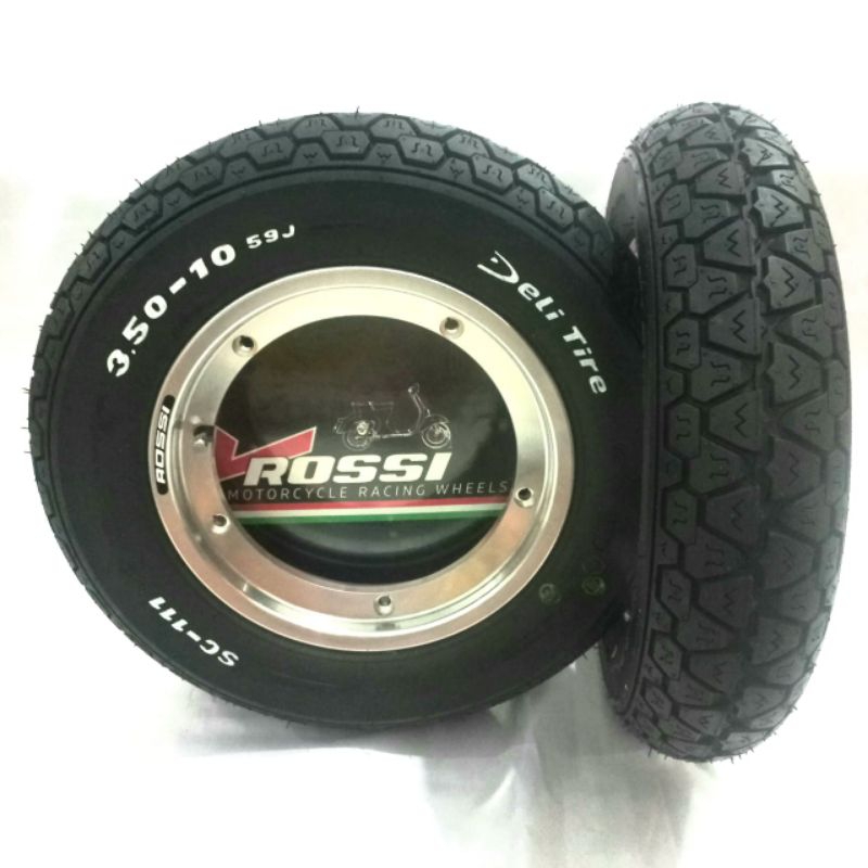 Jual PAKET VELG ROSSI ( VR ) BAN DELITIRE SC 111 VESPA aluminium ...
