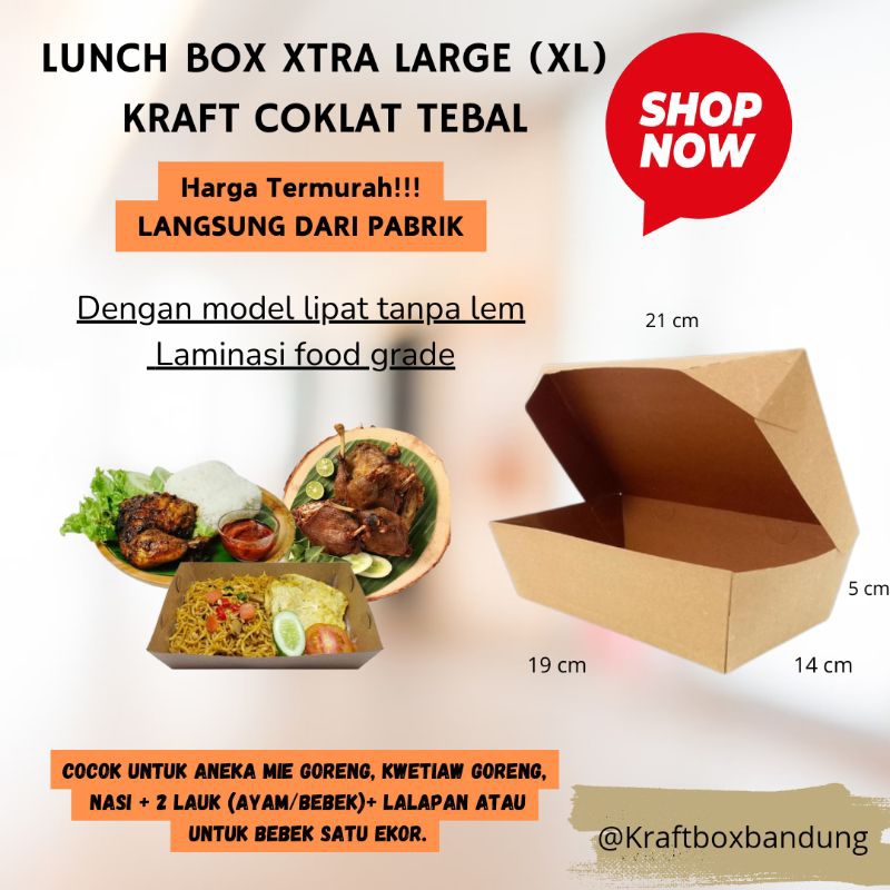 Jual PROMO!!LUNCH BOX size XL kemasan makanan kraft box premium kemasan ...