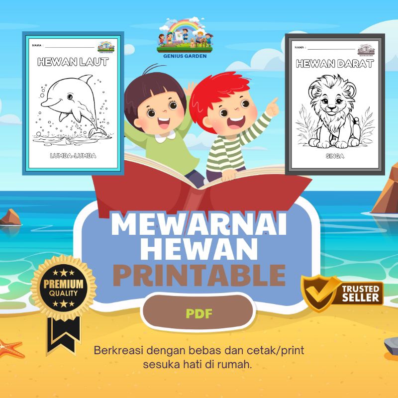 Jual Paket Mewarnai Hewan Darat dan Laut untuk Anak | Printable ...