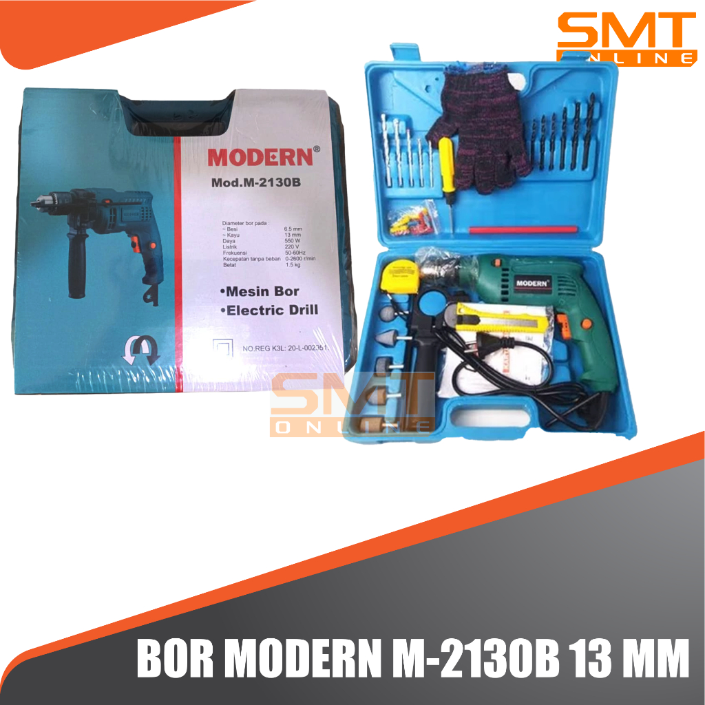 Jual MODERN Mesin Bor Listrik 13mm Tangan Impact Tembok Beton Paket Set ...