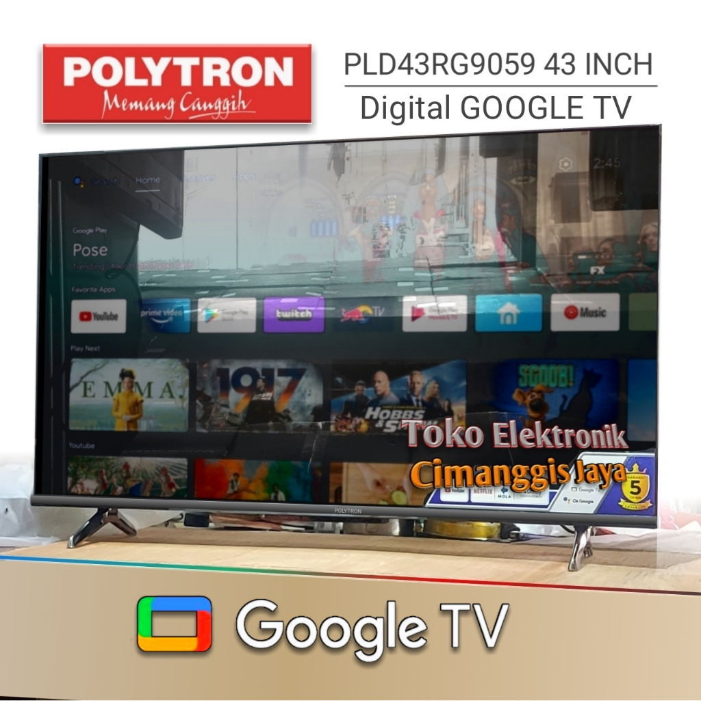 Jual google android smart tv led Polytron 43 inch digital smart tv ...