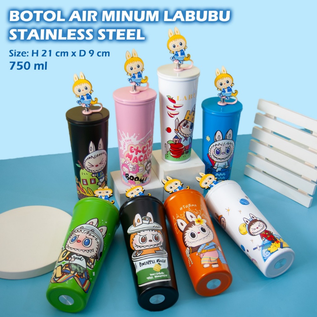 Jual LABUBU TUMBLER 750ML STAINLESS 304 DENGAN COVER LB145 | Shopee ...