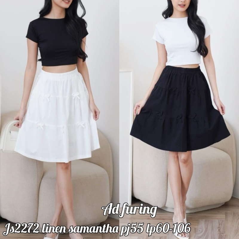 Jual rok / bawahan wanita LP60-106 dalam furing motif pita bahan linen ...