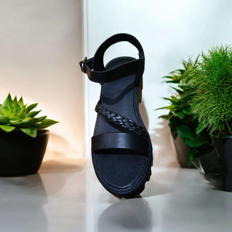 Jual sendal wedges wanita kekinian terbaru model kepang tali L/sendal ...