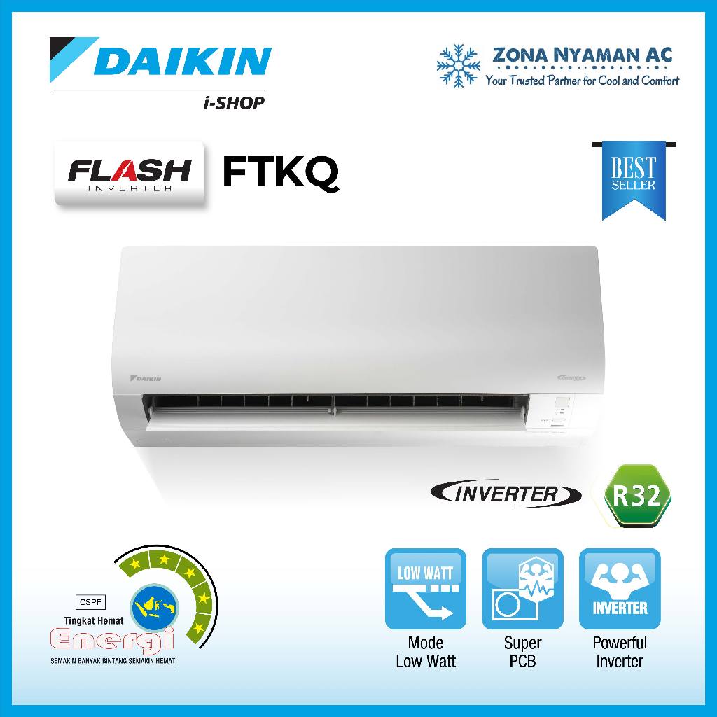 Jual AC Daikin Flash Inverter 1.5 PK Thailand FTKQ | Shopee Indonesia