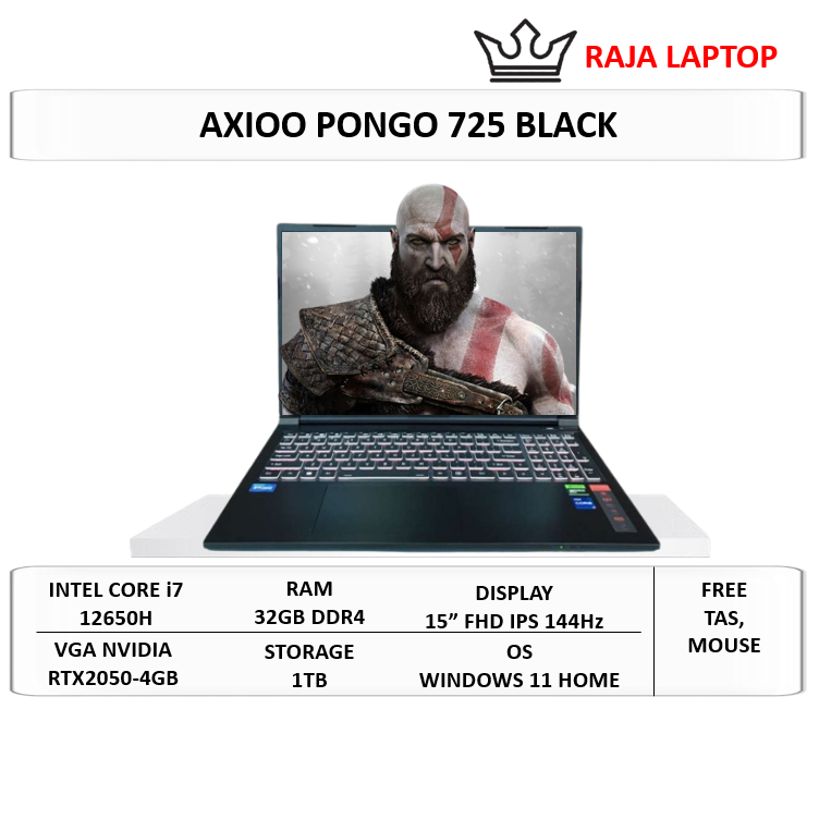 Jual Laptop Gaming Axioo Pongo 725 Core i7 12650H 32GB 1TB SSD RTX 2050 ...