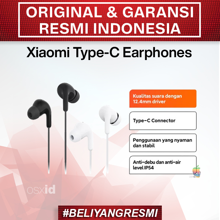 Jual Xiaomi Earphone Tipe-C | Xiaomi Mi In Ear Headphones Basic dengan ...