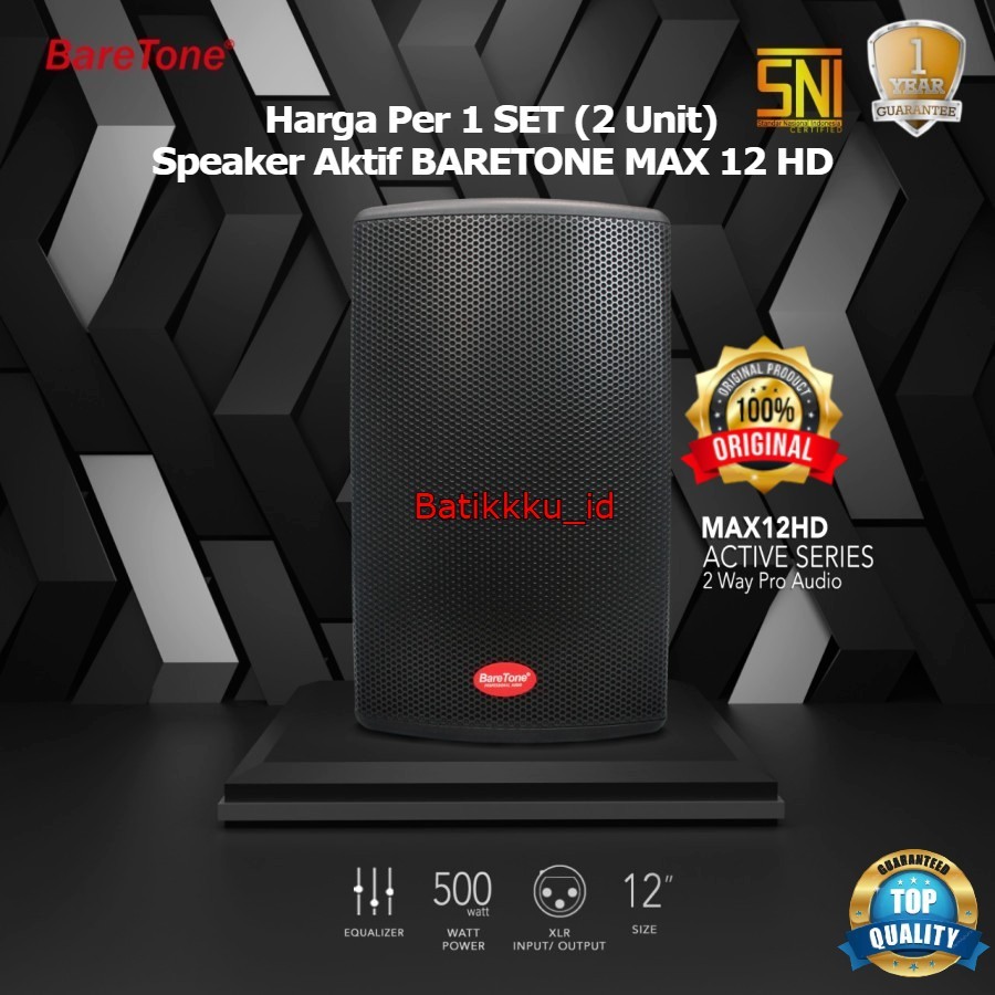 Jual Speaker Aktif BARETONE MAX 12 HD MAX 12HD ORIGINAL 12 INCH 1 SET 2 SPEAKER | Shopee Indonesia