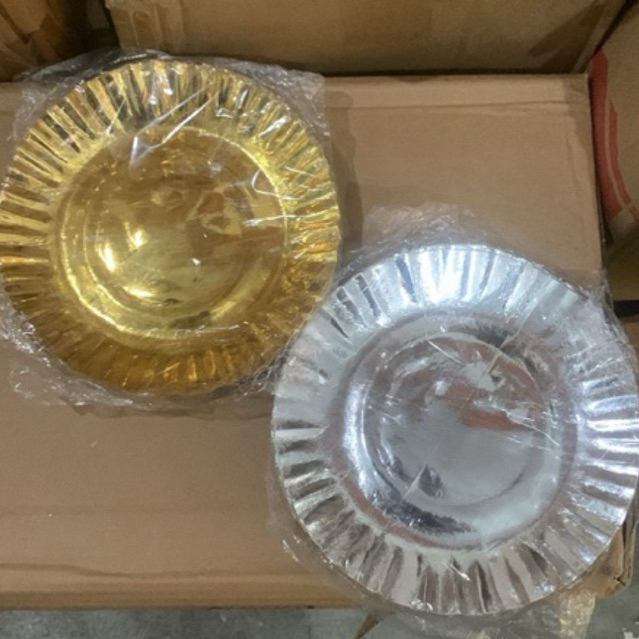 Jual Piring Kertas Kue Ultah Emas / Silver Besar 18 cm (isi 10 pcs) | Shopee Indonesia