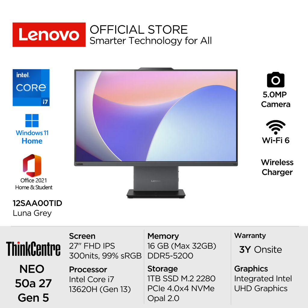 Jual Lenovo PC AIO ThinkCentre Neo 50a 27 Gen 5 0TID Intel Core i7 ...