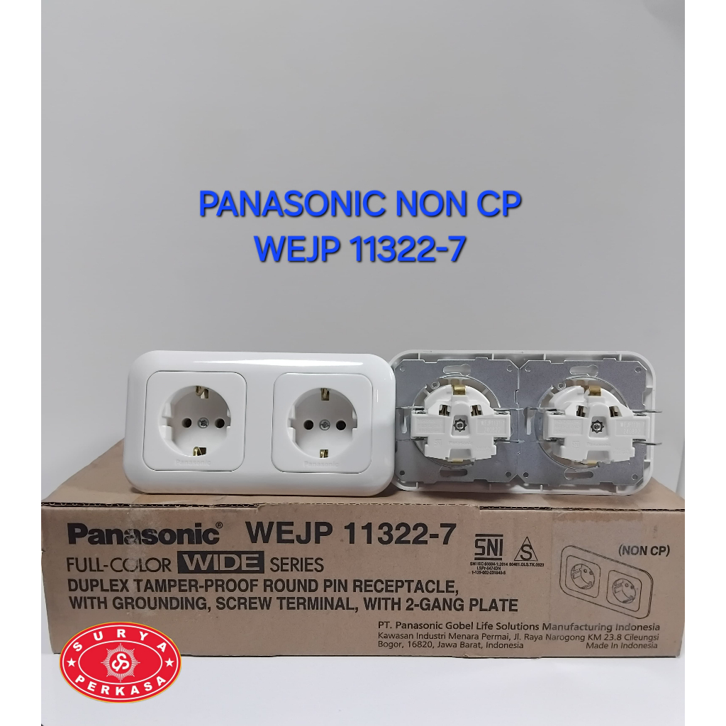 Jual Surya Perkasa Panasonic Stop Kontak Non CP 2 Gang WEJP 11322-7 ...