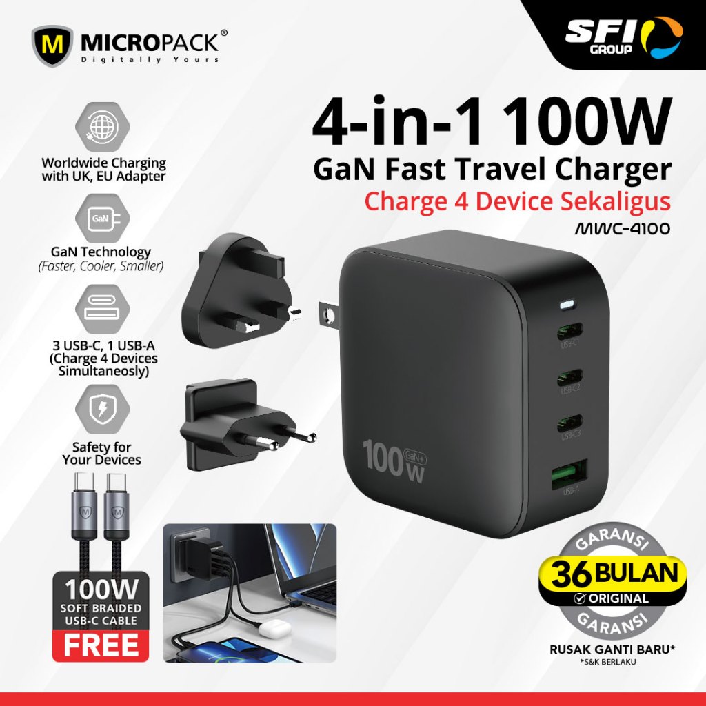 Jual Micropack Travel Adapter 100W 4-IN-1 (MWC-4100) | Shopee Indonesia