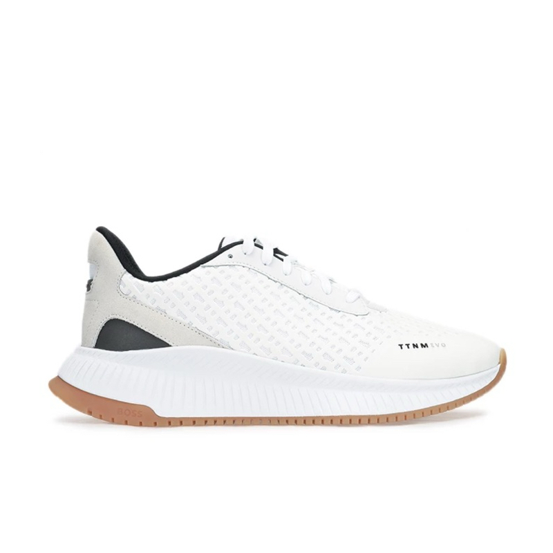 Jual sepatu sneakers pria Boss monogram mesh trainers with suede trims ...