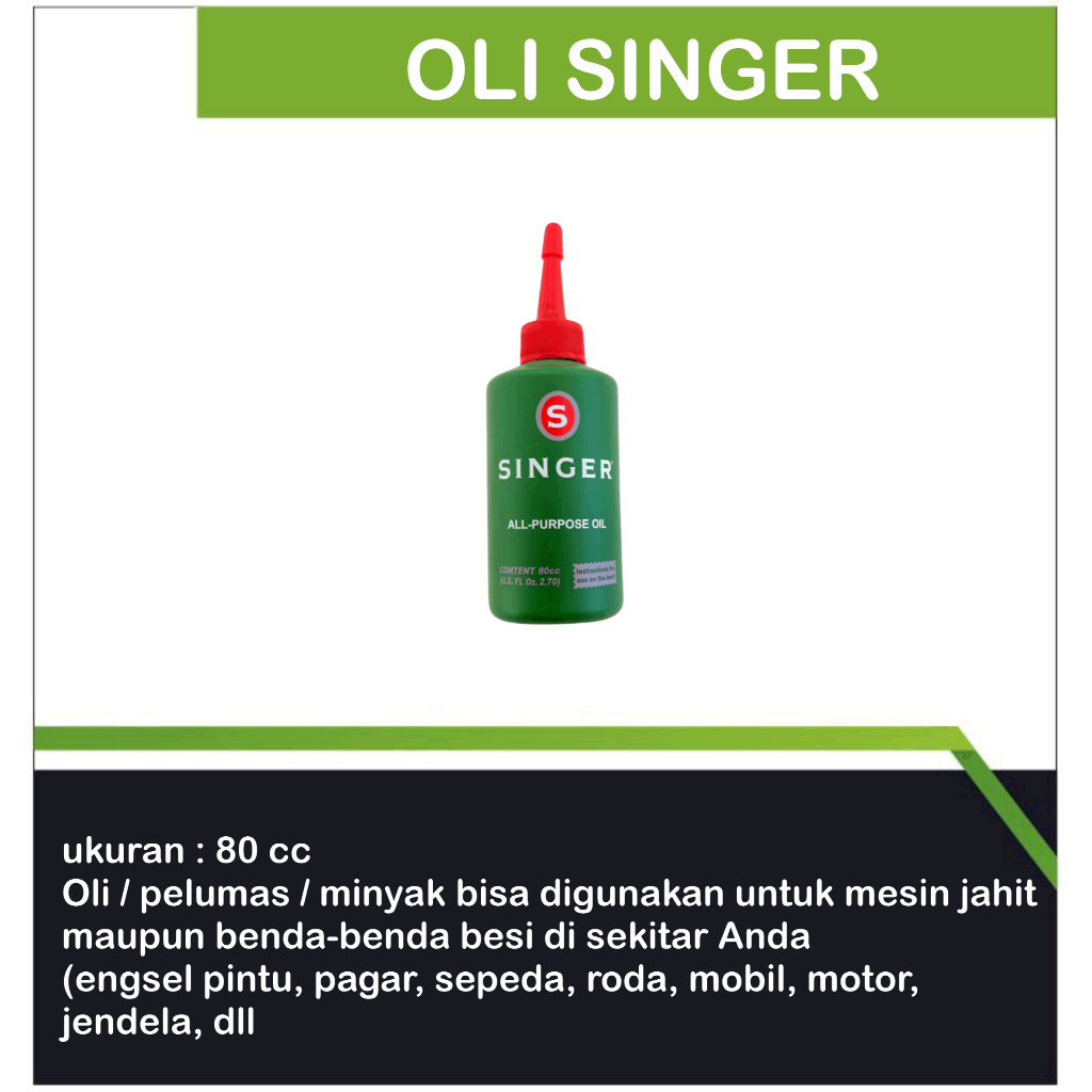 Jual OLI SINGER/OLI PELUMAS/OLI PENCEGAH KARAT/OLI PERAWATAN MESIN ...