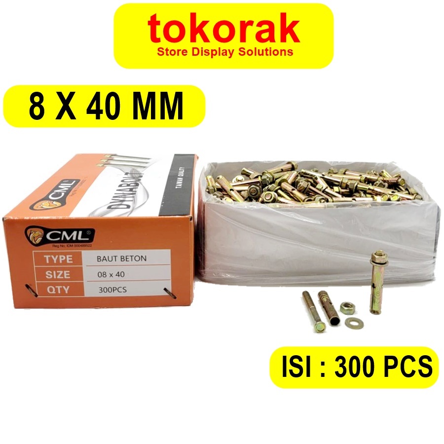 Jual DYNABOLT BAUT BETON 8 X 40 MM / BOX ISI 300 PCS CAMEL DINABOLT ...