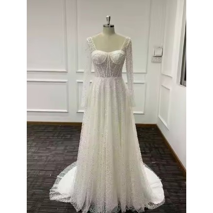 Jual Gaun pernikahan korset mewah payet mutiara gaun pengantin punggung ...