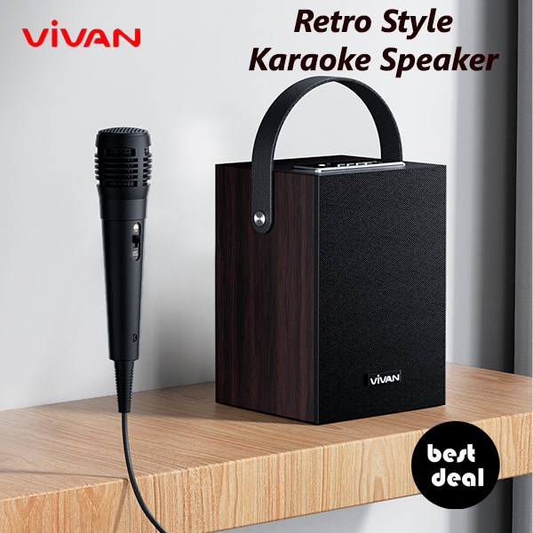 Jual Vivan VS35 Wood Retro Style Karaoke Speaker Bluetooth with ...