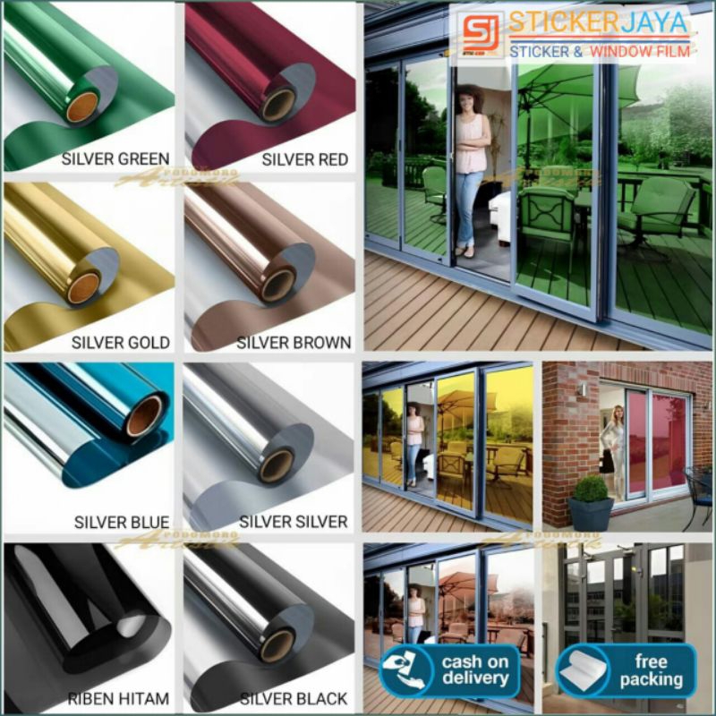 Jual Stiker Kaca Rayben Hitam Kaca film One Way Silver Hijau Biru Gold ...