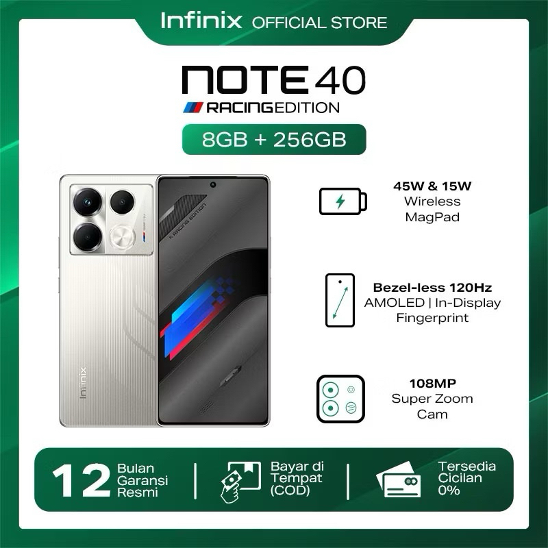 Jual Infinix Note 40 8/256GB Racing Edition - Up to 16GB Extended RAM - Helio G99 - 6.78” FHD+ ...