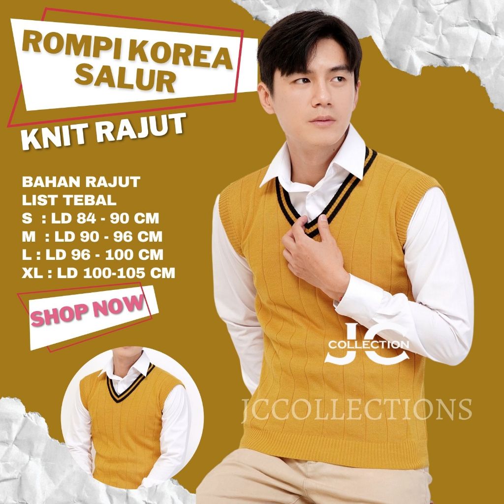 Jual Outer Vest Rompi Rajut Vest Korea Vneck List Dobel Oliver ...