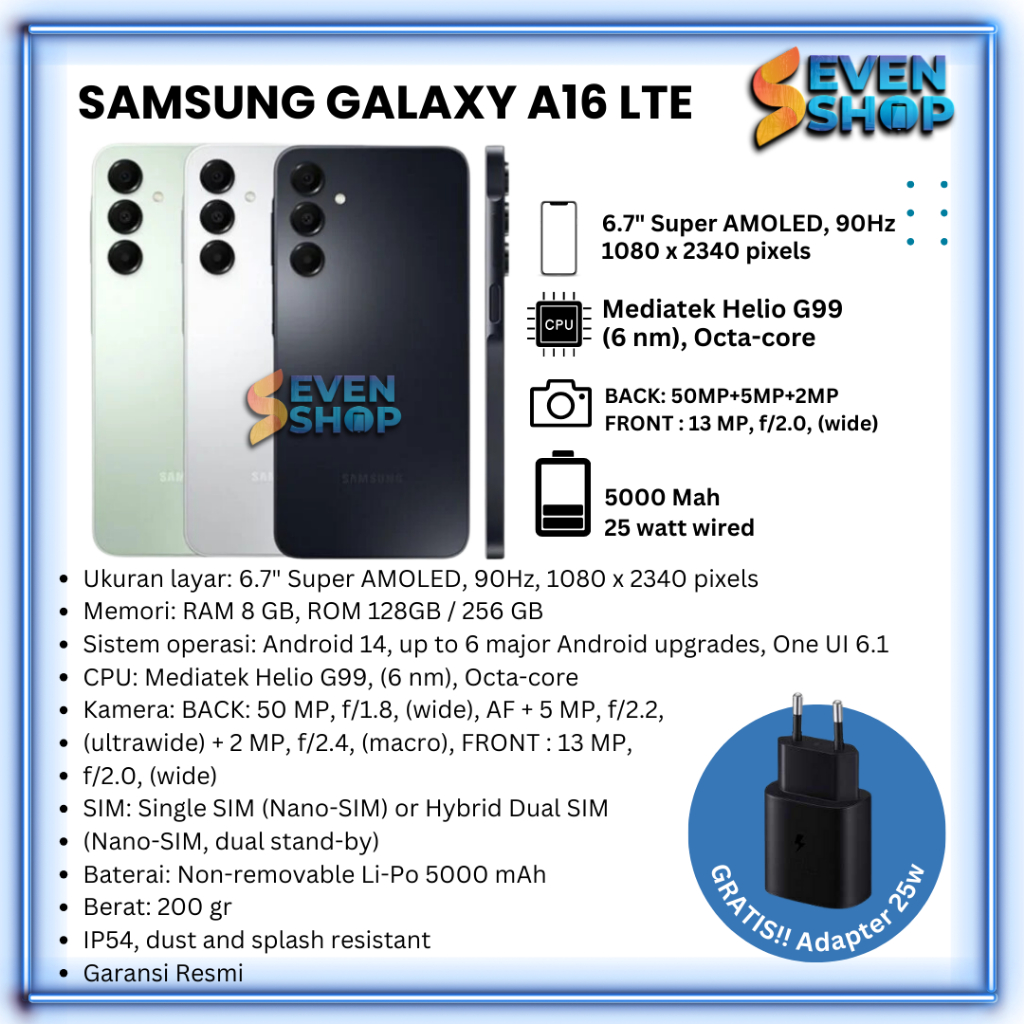 Jual Samsung Galaxy A16 LTE RAM 8/128GB 8/256GB Garansi Resmi 12 Bulan ...