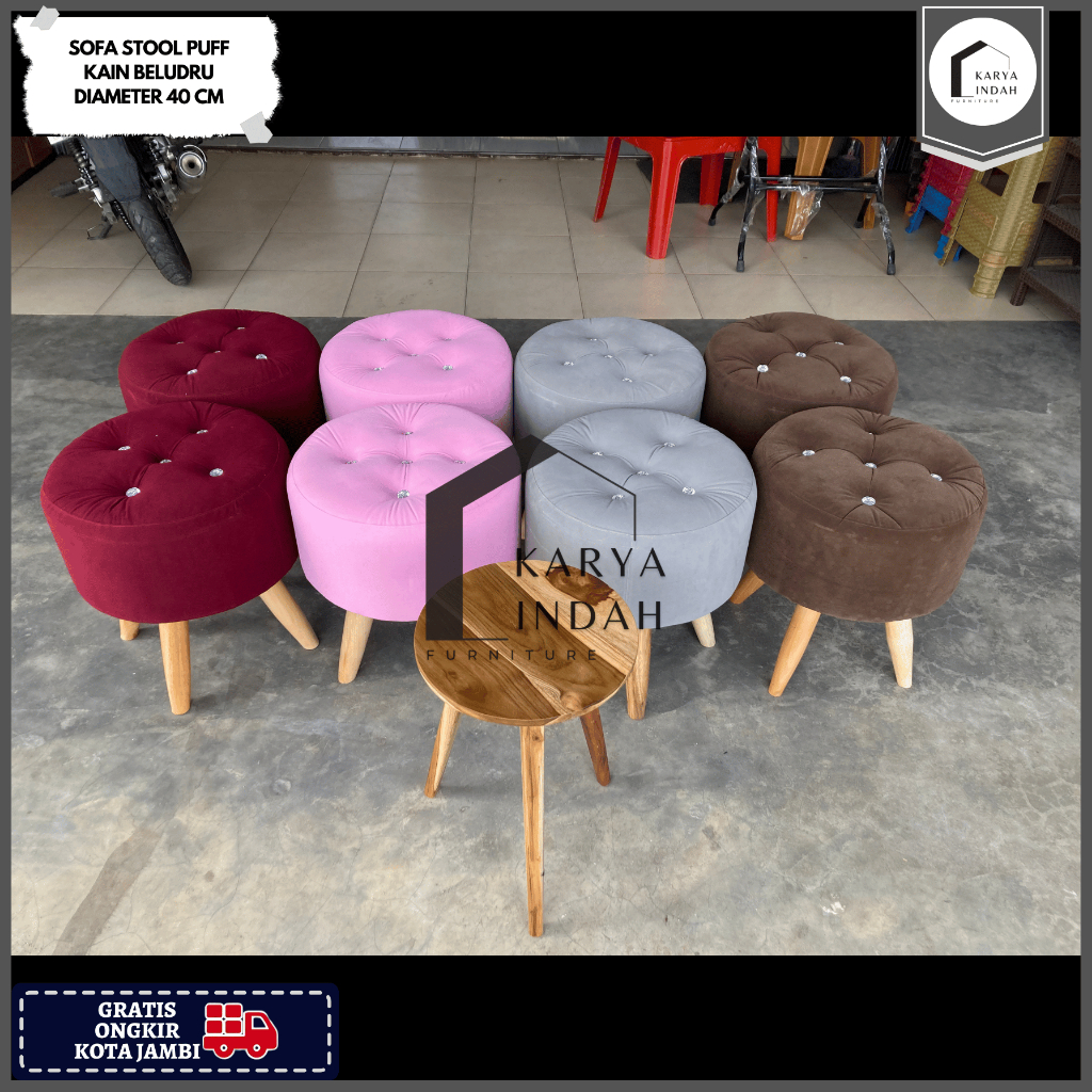 Jual KURSI SOFA STOOL PUFF BULAT KANCING KAIN Modern Minimalis | Shopee ...