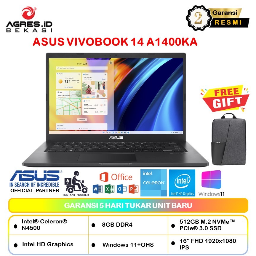 Jual Asus Vivobook 14 A1400KA N4500 8Gb 512Gb Windows11+Ohs 14.0Fhd ...