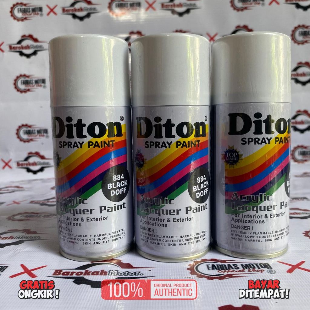 Jual CAT SEMPROT DITON SPRAY PAINT WARNA BLACK DOFF HITAM DOP 150 CC ...