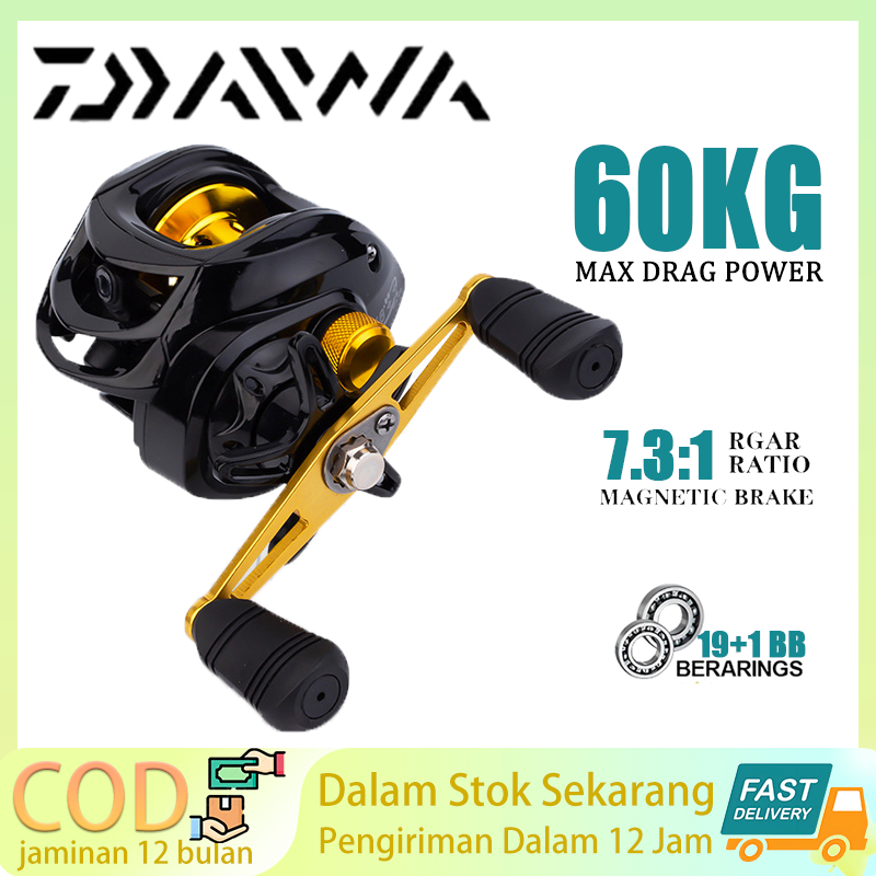 Jual DAIWA Reel BC Baitcasting Penggulung Senar Pancing Tangan Kanan Kiri Rasio 7.3: 1 60kg Drag ...