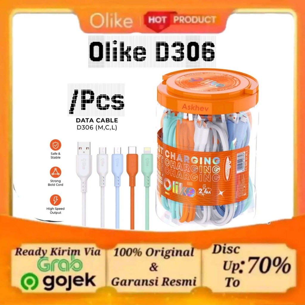 Jual OLIKE D306 Satuan Kabel Data Charger D306M / D306C / D306L Micro ...