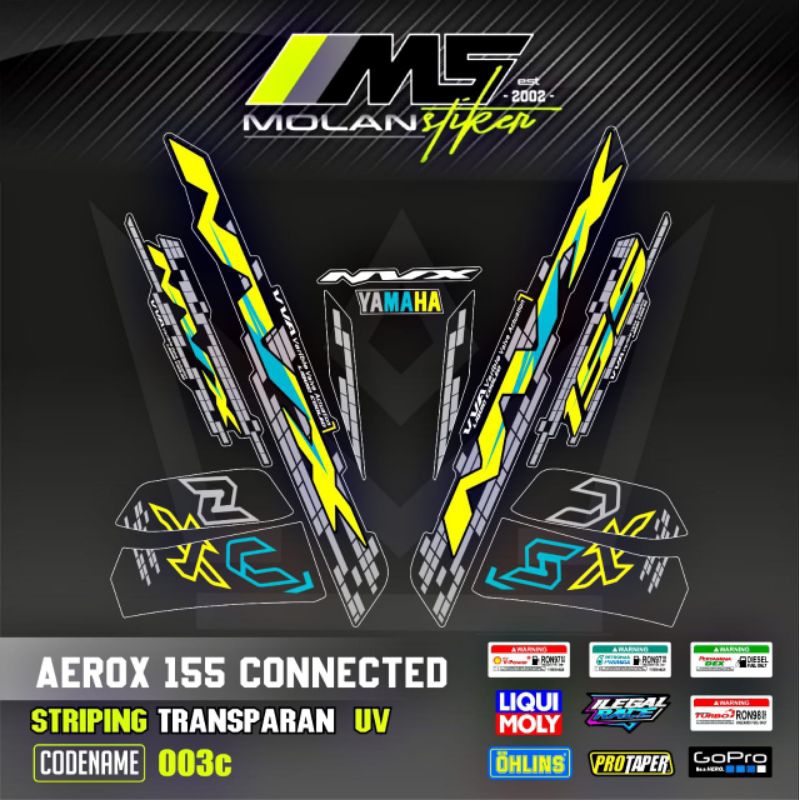Jual Decal Sticker Striping Variasi Transparan Uv Aerox 155 Connected ...
