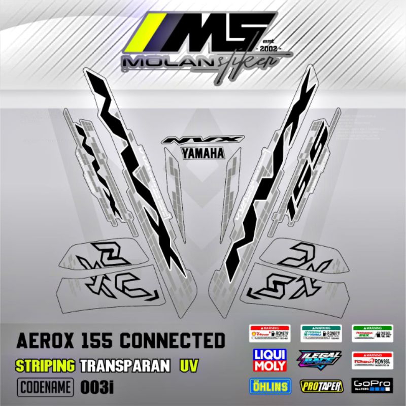 Jual Decal Sticker Striping Variasi Transparan Uv Aerox 155 Connected ...