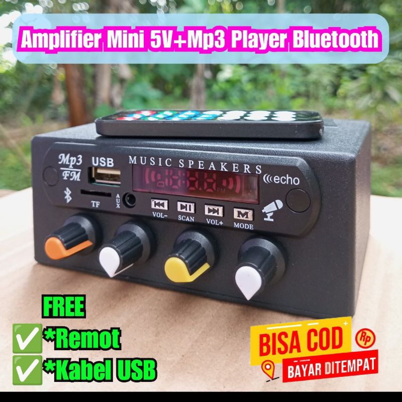 Jual Amplifier Mini USB 5V Daya Cas HP/POWER BANK+Mp3 Player Bluetooth ...