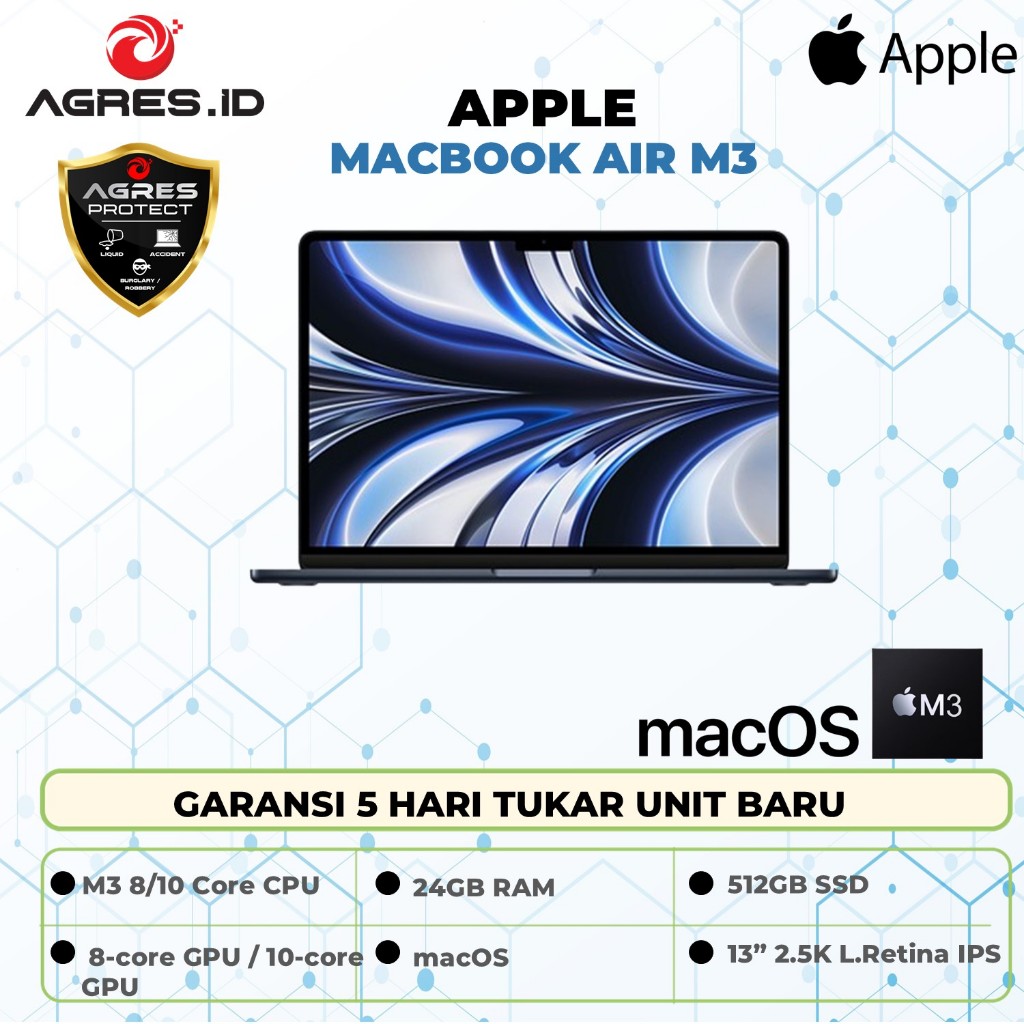 Jual Ibox Apple Macbook Air 13 M3 8C GPU 8GB 256GB 8C CPU 13" - Garansi ...