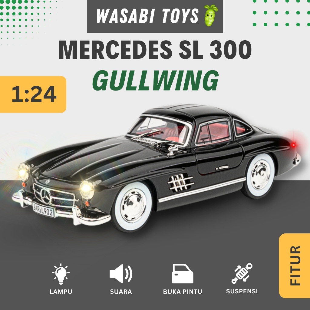 Jual Miniatur Diecast 1:24 Mercedes SL300 SL 300 Gullwing 1955 (Fitur ...