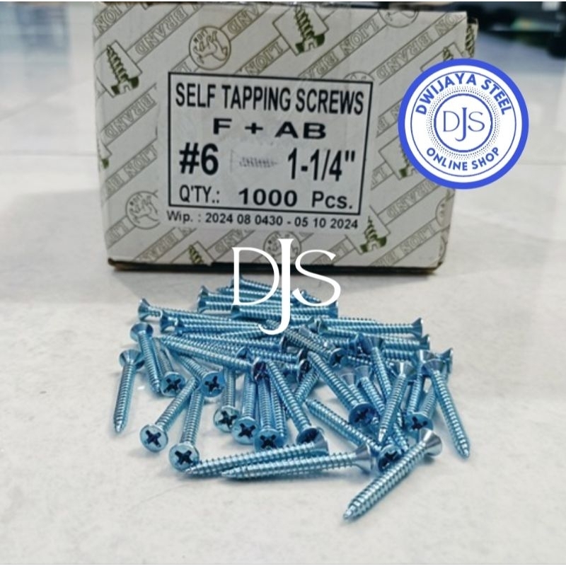 Jual #6X1-1/4" FAB (+) 1BOX SEKRUP TAPPING PUTIH FH (+) 6X1-1/4" MOON LION SKRUP FLAT HEAD FH ...