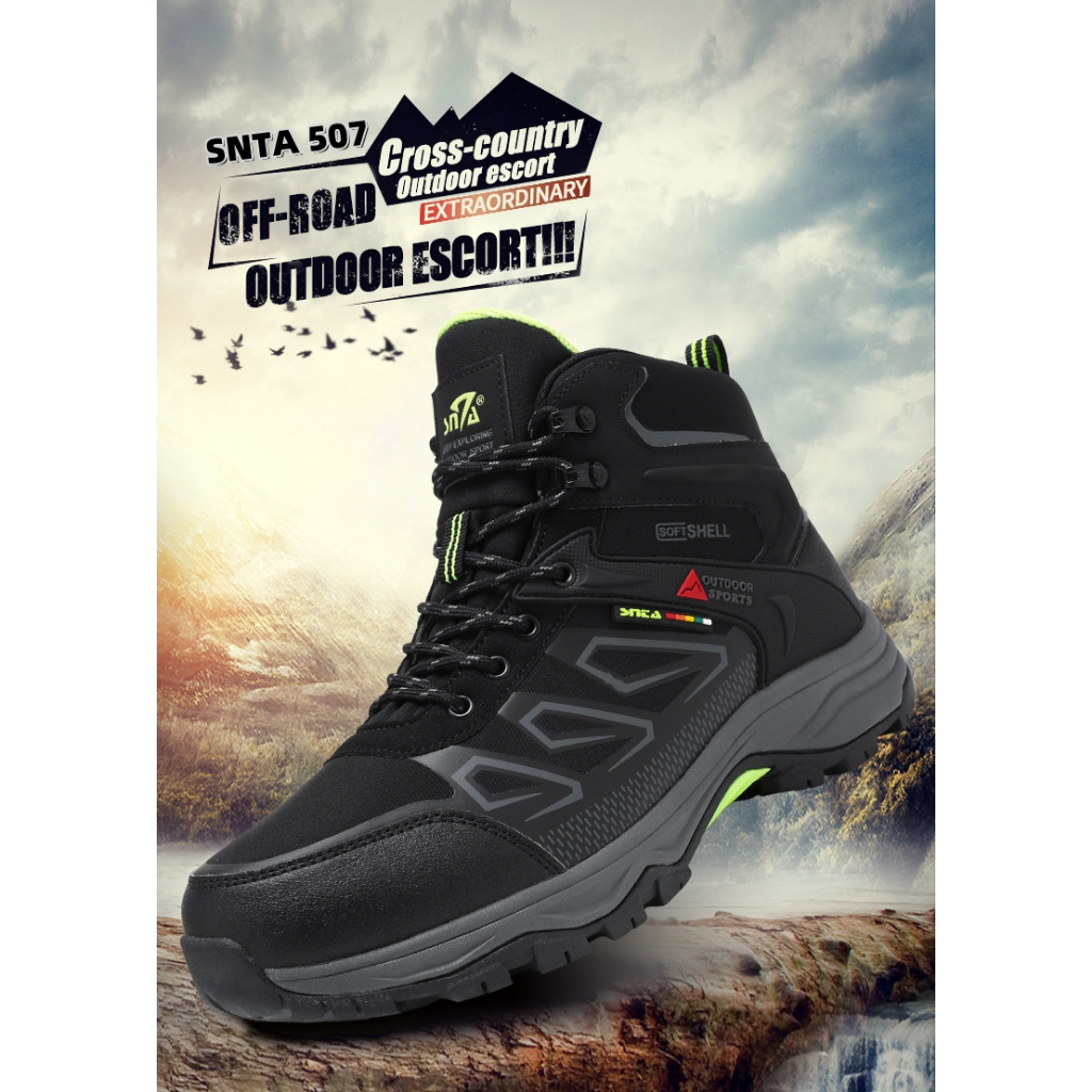 Jual SNTA 507 Black Grey Sepatu Gunung Hiking Tinggi Adventure Series ...